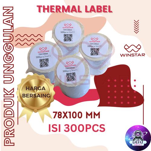 Jual LABEL STICKER THERMAL 78x100 ISI 300 LEMBAR BARCODE UKURAN A6 ...