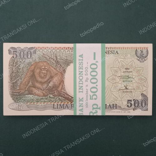 Jual Uang Kuno Rp.500,- Orang Utan 1992 IMP 1995 Segel Asli 100 lembar ...