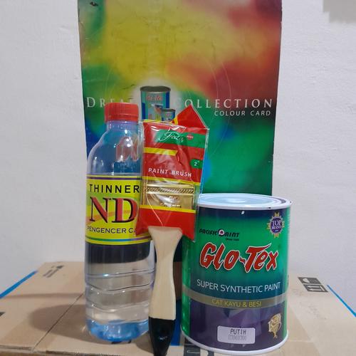 Jual Paket cat kayu dan besi Glotek 1kg + Thiner ND Botol+Kuas Fata 2 ...