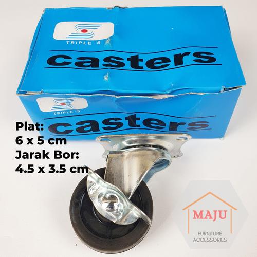Jual Roda Triple-S Gepeng 2" Rem Hidup Hitam Roda Meja, Kursi, Etalase ...