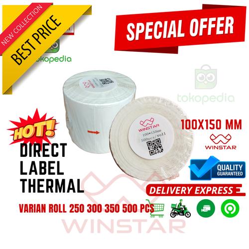 Jual Kertas stiker label thermal barcode 100x150 MM A6 varian Roll ...