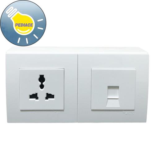 Jual Stop Kontak Universal + Socket LAN RJ45 Cat 6 Outbow Schneider ...