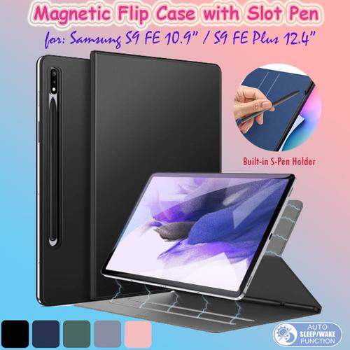 Jual Samsung Tab S9 FE FE+ Plus Magnetic Flip Case Cover Leather Slot ...