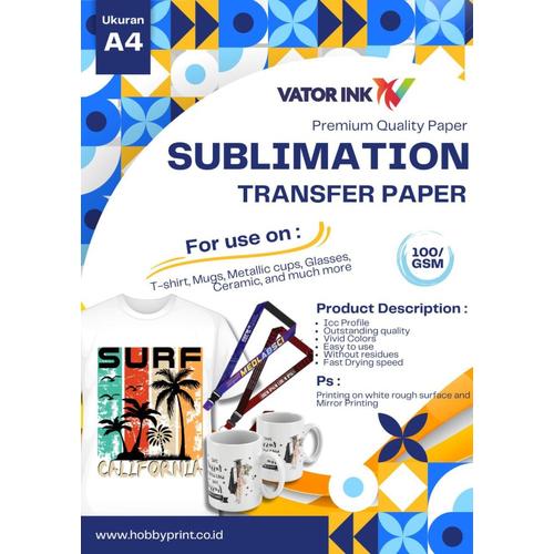 Promo TRANSFER PAPER SUBLIM KERTAS CETAK SUBLIM VATOR UK A4 ISI 100 ...