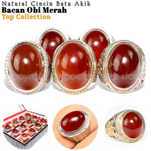 Jual Natural Cincin Batu Akik Bacan Obi Merah Baron Warna Natural ...