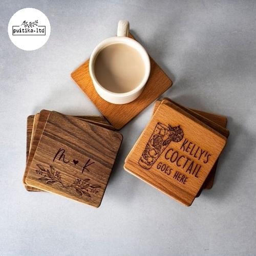Jual Wood coaster - tatakan gelas - coaster kayu custom. - persegi ...
