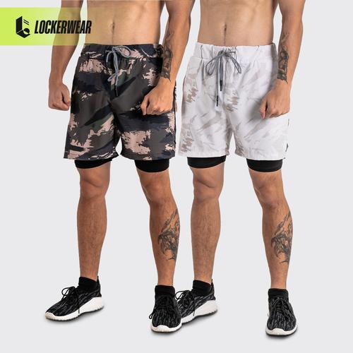 Jual Celana Lari Olahraga Pria 2 in 1 Legging Pendek Manset Gym Running ...
