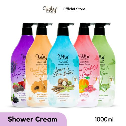 Jual Velvy Goat's Milk Shower Cream 1000ml - All Varian - Licorise ...