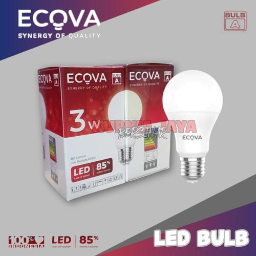 Jual ECOVA Lamp Bohlam LED Bulb Tipe A 3W E27 - Kuning 3000k - Jakarta ...