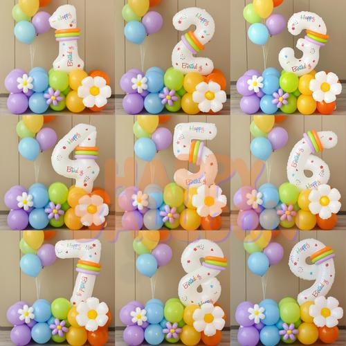 Jual HappyBalloon Paket Standing Angka Daisy Rainbow (PD152) - Angka 1 ...