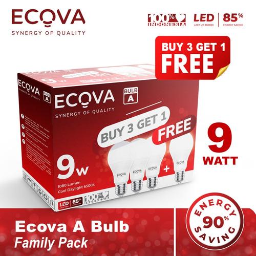 Jual Lampu Bohlam LED bulb ECOVA 9 watt 9W White Putih Warm White ...