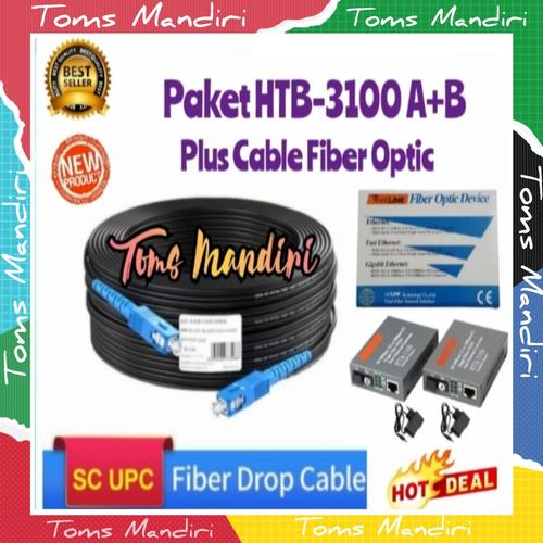 Jual Paket Cable Fiber Optic 80 Meter + Media Converter HTB 3100 A dan ...