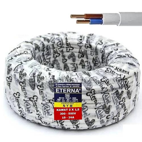 Jual Eterna NYM 2x1,5 Eceran/Roll Kabel Listrik Putih Tembaga Kawat Tunggal - ECERAN/METER ...