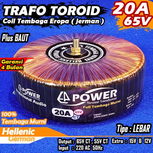 Jual Trafo Toroid 20A 65V CT-55V CT full Tembaga Murni hellenic Jerman - LEBAR + Baut - Kab ...