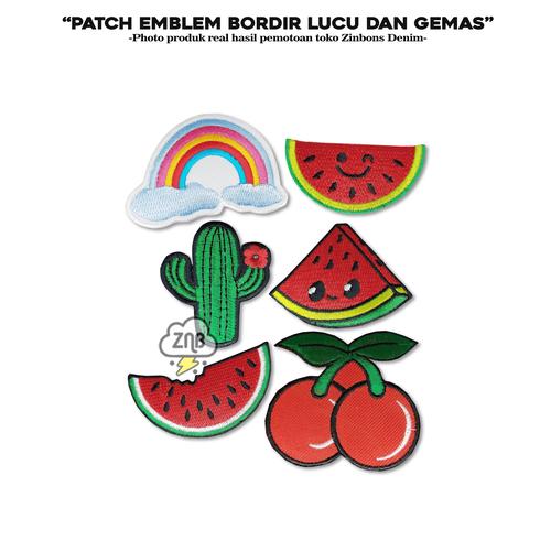 Promo Patch bordir buah buahan emblem lucu patch semangka patch pelangi ...