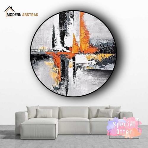 Jual Lukisan abstrak modern circle art plus frame texture elegant ...