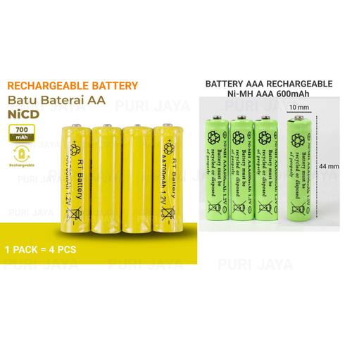 Jual Baterai Isi Ulang AA AAA Battery Cas Rechageable Ni-CD NICD Ni-mH ...