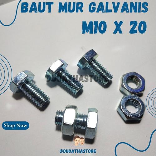 Jual M10x20 Baut Mur M10 x 20 BMP Galvanis Putih - Kab. Tangerang - Duo ...