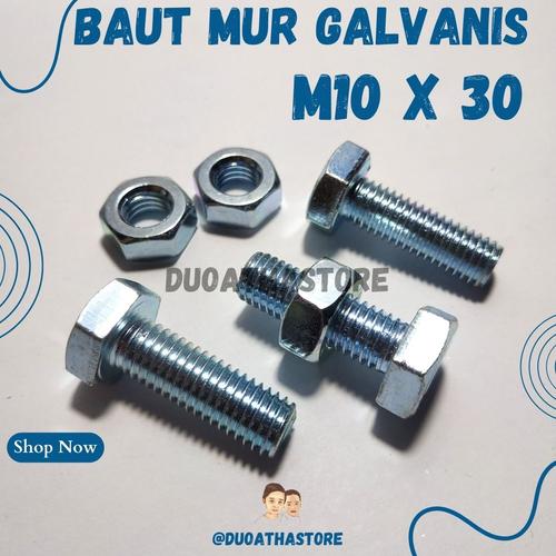 Jual M10x30 Baut Mur M10 X 30 BMP Galvanis Putih - Kab. Tangerang - Duo Atha Store | Tokopedia