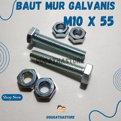 Jual M10x55 Baut Mur M10 x 55 BMP Galvanis Putih - Kab. Tangerang - Duo Atha Store | Tokopedia