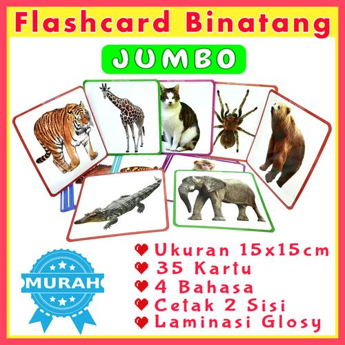 Jual Flashcard JUMBO BINATANG 4 Bahasa Ukuran Besar, Flash Card Fauna ...