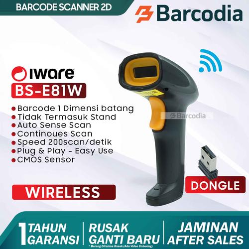 Jual IWARE Barcode Scanner BSE81W Wireless 1D USB Dongle Receiver BS ...