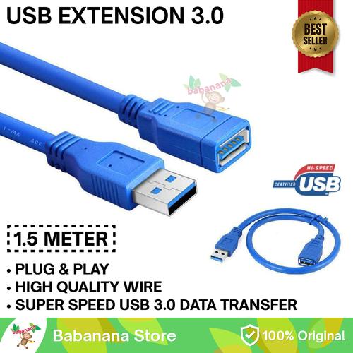 Jual Kabel USB 3.0 Extension 1.5 Meter Perpanjangan Extender Cable ...