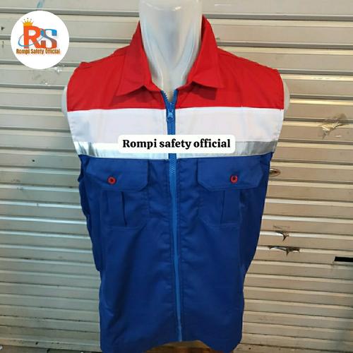 Jual SAFETY VEST/ ROMPI SAFETY PERTAMINA MODEL KERAH / ROMPI PROYEK - M ...