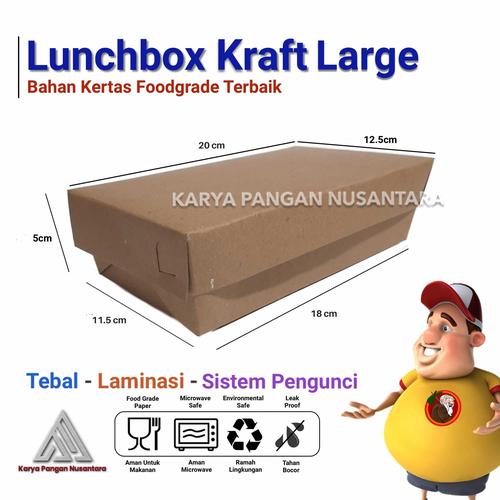 Jual PAPER LUNCH BOX KRAFT LARGE LAMINASI KOTAK MAKAN SISTEM PENGUNCI ...