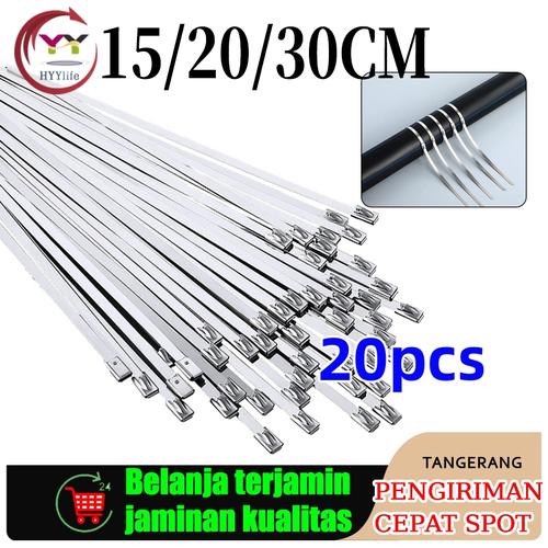 Jual 20pcs 4.6mm Cable Ties ikat besi Kabel Tis Steel Metal Tie lock ...