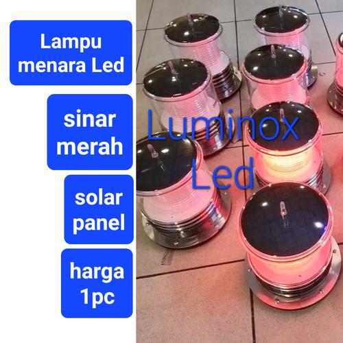 Jual lampu menara sutet led Merah / lampu OBL tower led solar panel ...