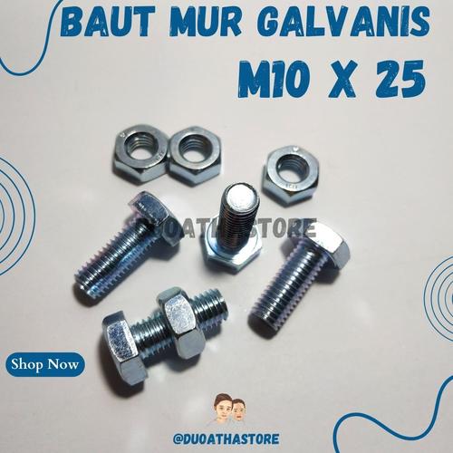 Jual M10x25 Baut Mur M10 x 25 BMP Galvanis Putih - Kab. Tangerang - Duo Atha Store | Tokopedia
