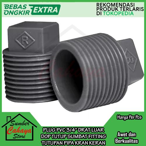 Jual PLUG PVC DRAT LUAR 3/4" DOP TUTUP SUMBAT FITTING TUTUPAN PIPA KRAN ...