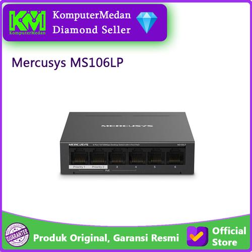 Jual MERCUSYS MS106LP 6-Port 10/100Mbps Desktop Switch with 4-Port PoE+ ...