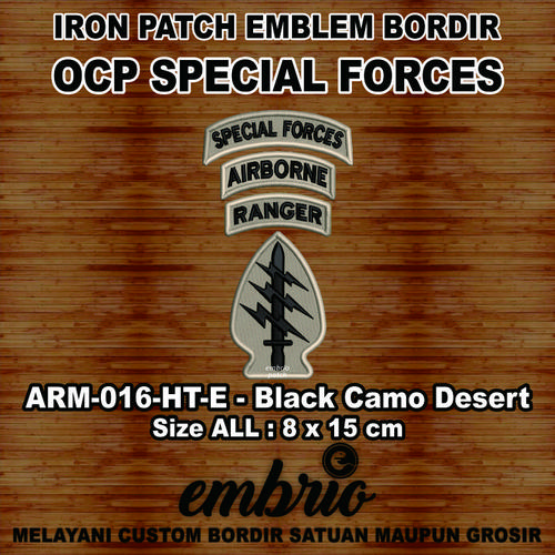 Jual ARM-016-HT-E Patch Black Camo OCP Tab Special Forces Airborne ...