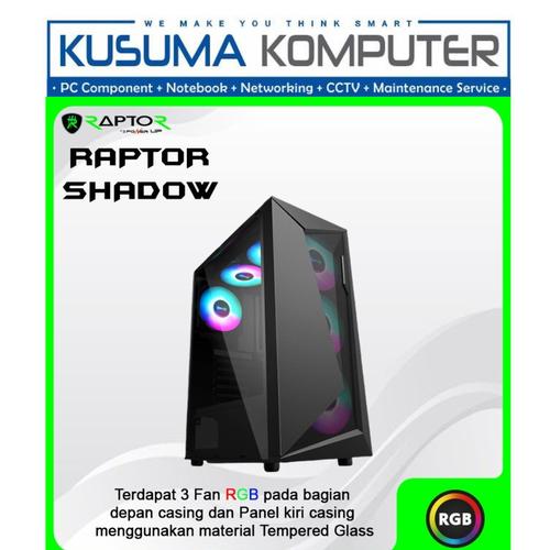 Jual Casing Power Up Raptor SHADOW + 3 Fan RGB Gaming Case - Kab ...