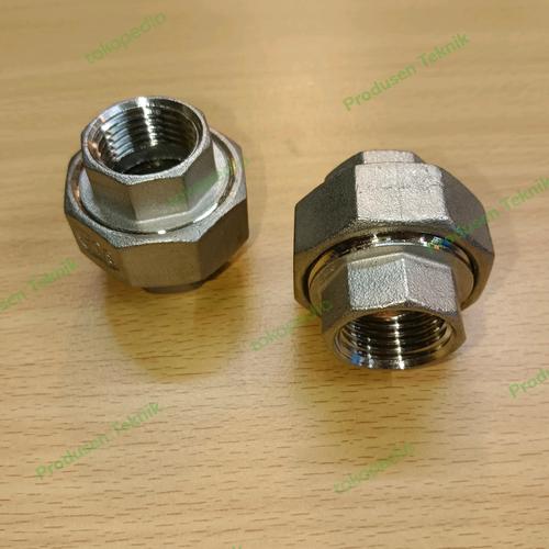 Jual UNION NEPEL DOUBLE DRAT DALAM SS 304 1/4" X 1/4", UNION 1/4 INCI ...