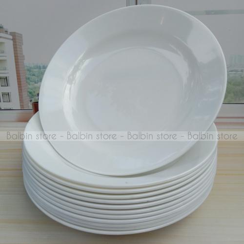 Jual 1 LUSIN PIRING MAKAN 9.INC PLASTIK SEMI MELAMIN SSJ P-021 - Putih ...
