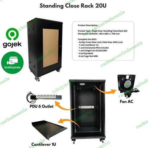 Jual Standing Close Rack 20U / Rack Server 19 inch 20U Depth 450mm ...