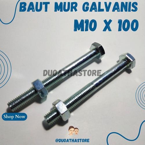 Jual M10x100 Baut Mur M10 x 100 BMP Galvanis Putih - Kab. Tangerang - Duo Atha Store | Tokopedia