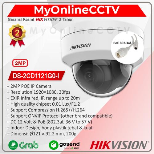 Promo DS-2CD1121G0-I Hikvision CCTV IP Camera 2MP DOME Indoor POE kamera - 4MM Cicil 0% 3x ...