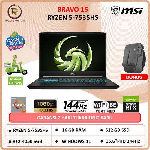 Jual MSI BRAVO 15 RYZEN 5 7535HS RTX4050 16GB 512GB SSD 15.6"FHD IPS 144HZ - LARGE BUNDLE, WIN ...