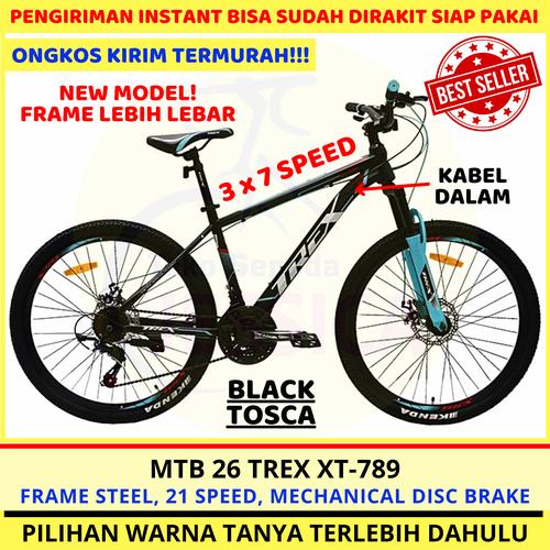 Jual Sepeda Gunung MTB 26 Trex XT-789 21 speed Murah XT 789 - BLACK TOSCA - Kota Tangerang ...