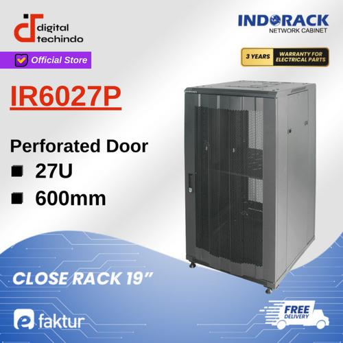 Promo IR6027P Close Rack 27U INDORACK Depth 600mm Perforated Door Rak ...
