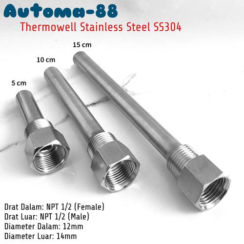 Jual Thermowell 1/2 Inch NPT Stainless Steel Pelindung Temperature ...