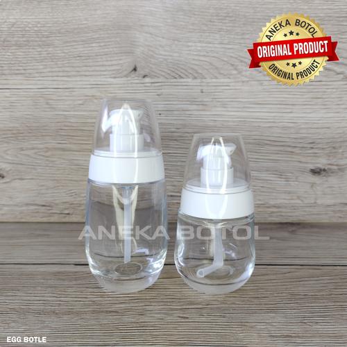 Jual BOTOL SERUM EGG KACA 30 ML 50 ML BENING TUTUP PUMP LUXURY IMPORT ...