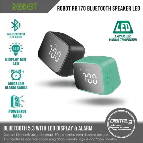 Jual Robot RB170 Bluetooth Wireless Speaker LED Alarm Clock Jam Digital ...