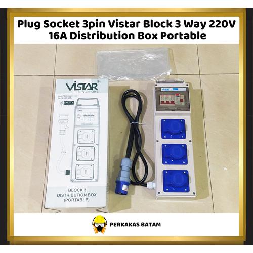 Jual Plug Socket 3pin Vistar Block 3 Way 220V 16A Distribution Box ...