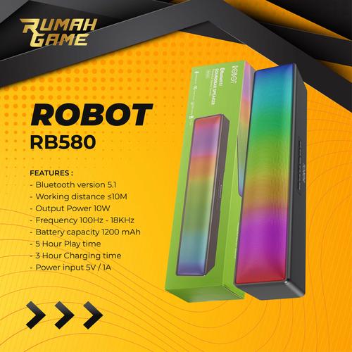 Jual ROBOT RB580 RGB Speaker Bluetooth BT Soundbar Powerful Bass 10W ...