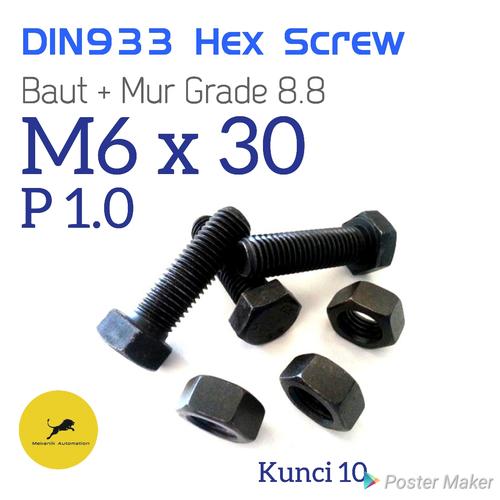 Jual Baut Hex M6x30 Baja - Hitam 8.8 - Jakarta Timur - MekanikAutomation | Tokopedia